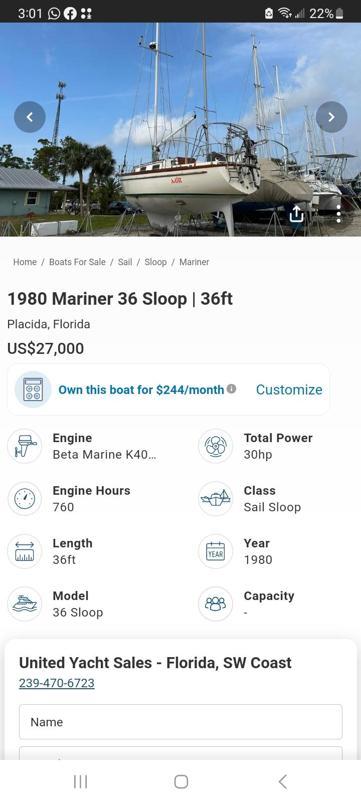 Mariner Mariner 36 12m 1980, Slup Boote - Florida | Boot24